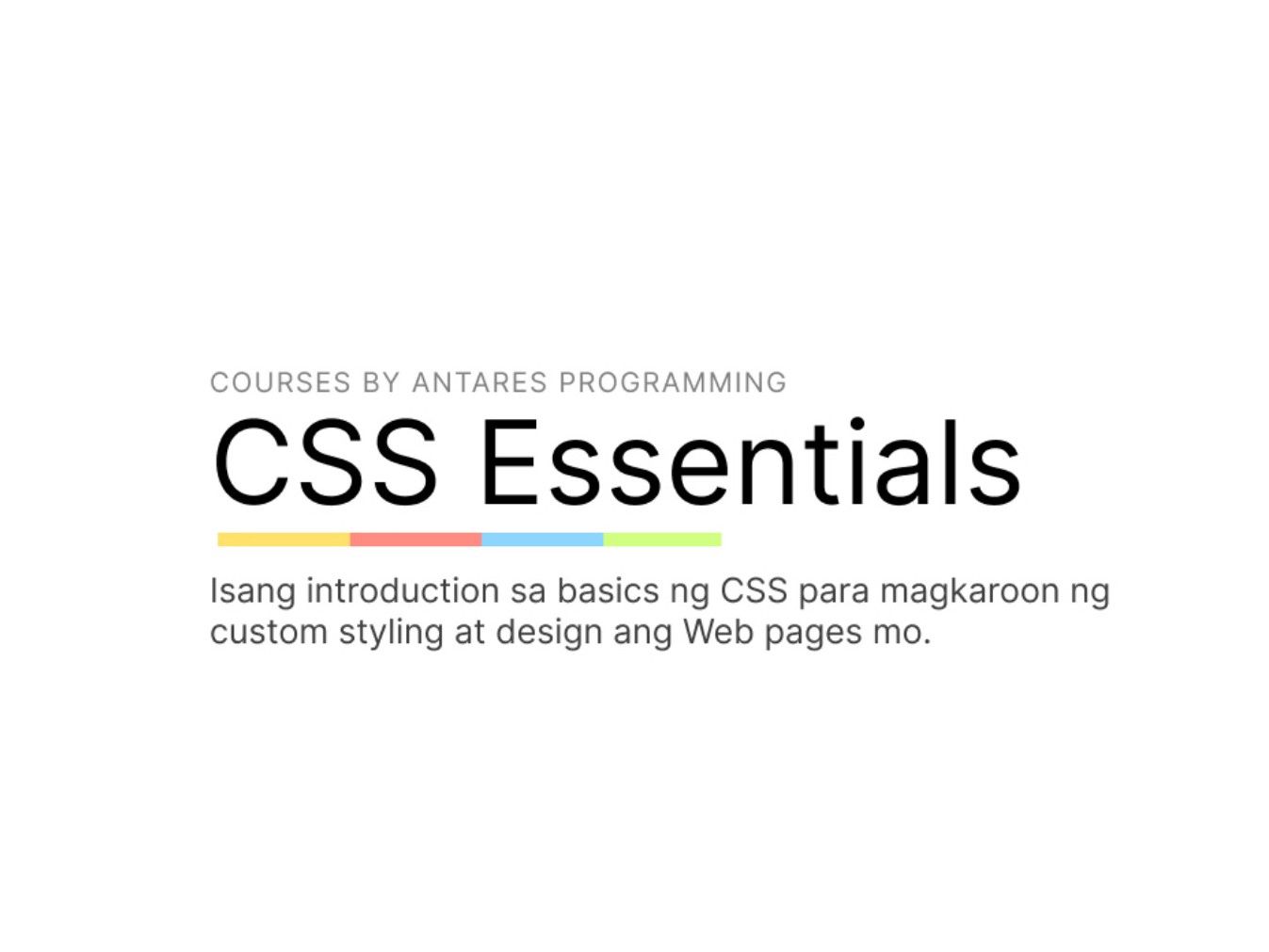 Essentials Of Cascading Style Sheets ⋅ Antares Programming
